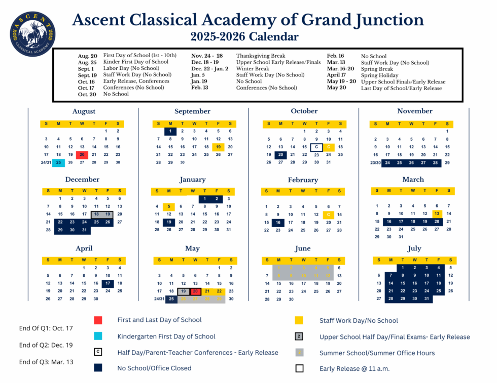 Calendar & Schedule - Grand Junction